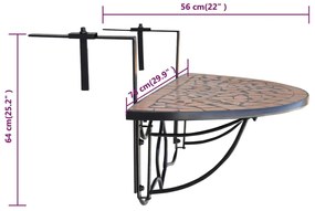 vidaXL Marketos Závěsný stolek na balkon terakota mozaika