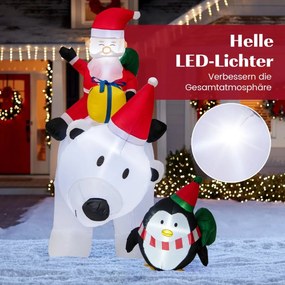 Costway 210 cm Nafukovací lední medvěd Santa Claus s tučňákem a dárková krabička