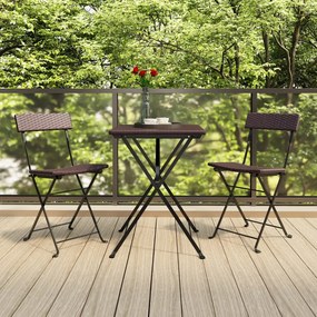 3dílný skládací bistro set hnědý polyratan 319990