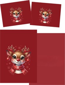 3D povlečení z mikrovlákna MERRY FAWN červené Rozměr povlečení: 2 ks 70 x 90 cm | 140 x 200 cm