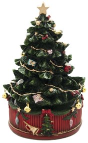 Hrací skříňka - kolotoč vánoční stromeček - Ø 12*18 cm