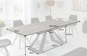 Moebel Living Hnědý mramorový rozkládací jídelní stůl Marbre 180-230x90 cm