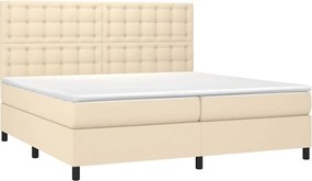 Box spring postel s matrací a LED krémová 200x200 cm textil 3135226