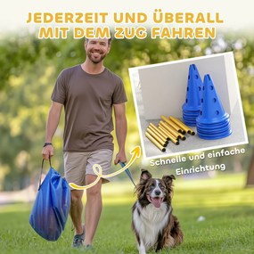 Agility set pro psy 6dílné agility vybavení pro výcvik psů Zásuvná sada překážek s 12 kužely 6 překážek Přepravní taška