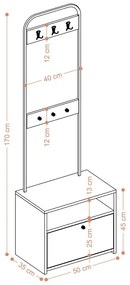 Věšák s botníkem Quinn White and Black