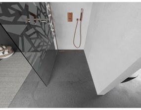 Mexen Kioto L, sprchová zástěna Walk-In 120 x 200 cm, 8mm čiré sklo bílý vzor, ​​měděný matný profil, 800-120-103-65-85