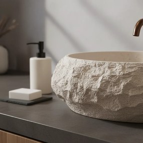 Rea Mika Warm, umyvadlo na desku 500x380x150 mm, béžová-imitace kamene, REA-U7347
