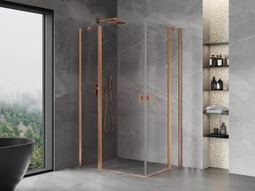 Mexen Mist Duo sprchový kout otočný 95 x 90 cm, transparentní, kartáčovaná měď - 8A4-095-090-65-00