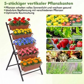 Costway 5-Tier Vertikální vyvýšený záhon rostlinný záhon s 5 vyjímatelnými