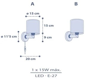 Dalber 76639 - Dětská nástěnná lampa MOON DREAMS 1xE27/15W/230V modrá