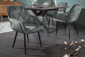 Designová židle Garold šedo-zelený samet