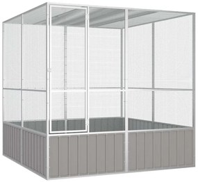 Ptačí klec šedá 213,5x217,5x211,5 cm pozinkovaná ocel