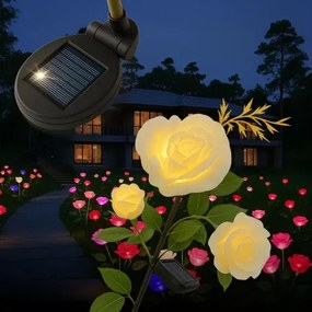 Solární zahradní LED lampa – růže