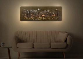 Li-Go "Chata v horách" světelný obraz 230V 120x40cm provedení povrchu: dub světlý