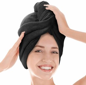 Spod Igły i Nitki Turban ručník na vlasy Active black z mikrovlákna