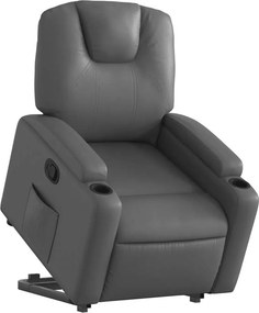 Zvedací polohovací křeslo šedé umělá kůže 3204433