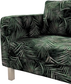 Potah na křeslo IKEA Karlstad, krátký barva zelená látka sametová, vzorované