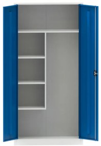 Kovona Víceúčelová kovová skříň, 4 police, 1950 x 1200 x 500 mm, modré dveře