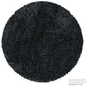 Breno Kusový koberec FLUFFY kruh 3500 Anthrazit, 120x120 cm, Černá