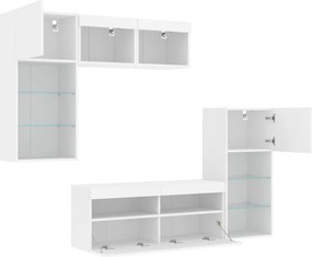 5dílná obývací stěna s LED osvětlením bílá kompozitní dřevo 3216725