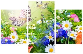 Obraz letních květů s motýlem (90x60 cm)