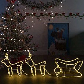 vidaXL Vánoční dekorace sobi a sáně venkovní 576 LED diod [329812] Barva: Teplá bílá