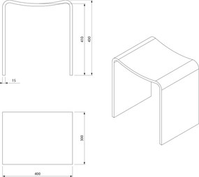 Sapho Koral koupelnová stolička 40 x 43 x 30 cm solid surface bílá mat WF462