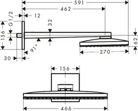 Hansgrohe Rainmaker Select - Hlavová sprcha 460 | 1 proud | rameno 46
