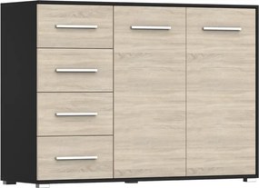 IDZ Komoda FRIDA 2D4S 01, 135 cm Dub Sonoma / Černá