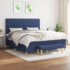 Box spring postel s matrací modrá 160x200 cm textil 3137411