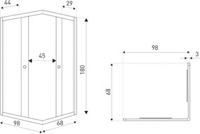 Novoterm Obdélníkový sprchový kout NV-Olga SQ BL 100x70, černý/transparent - bez vaničky