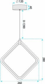 Toolight Rea, Závěsné stropní LED svítidlo LHJ127-W Chrom, OSW-03282