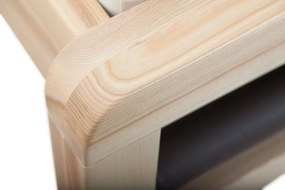 Krajča Manželská postel z masivu Claros 160 x 200 cm (jasan) Povrchová úprava: Moca, Druh dřeva: Jasan, Barva čalounění: Bílá