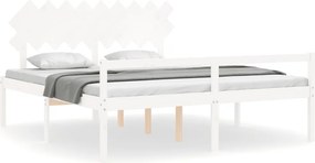 Postel s čelem pro seniory bílý Super King Size masivní dřevo 3195562