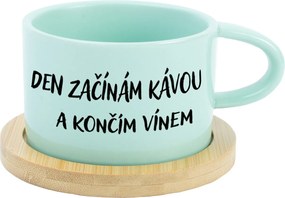 DEN ZAČÍNÁM KÁVOU A KONČÍM VÍNEM - mint hrníček makronka 200 ml
