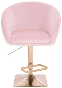 LuxuryForm DESIGN Barová židle VENICE VELUR na zlaté hranaté podstavě - růžová
