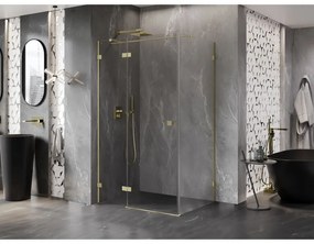 Mexen Lunar T, sklápěcí sprchový kout levý 110 x 70 cm, 8mm čiré sklo, zlatý kartáčovaný - 834T-110-070-55-00-L