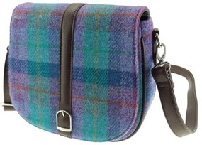 Kabelka Beauly Harris Tweed - Green Purple Check