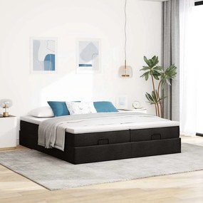 Osmanský rám postele s matrací černá 160x200cm textil 3311236