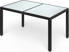 Umělý ratan Zahradní stůl černý 150x90x75cm sklo