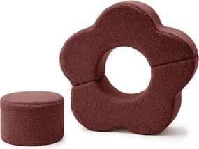 Hnědé pěnové hřiště 3 ks z materiálu bouclé výška 27 cm 88x90 cm – Meowbaby