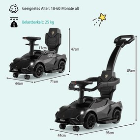 Costway 3 v 1 Lamborghini Push Car se světlomety a hudbou a – černý