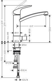 Hansgrohe Focus M41 páková kuchyňská baterie 200  31803000