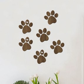 dřevo života Dřevěná samolepka Sada psích tlapek Zvolte rozměr (cm): 12x12, Zvolte barvu dekoru: Ořech