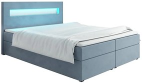 KENIX LOZE 140x200 boxspring postel s LED osvětlením světle modrá 140 x 115 x 209 cm