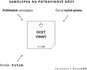 OCET VINNÝ - omyvatelná samolepka na dózu, výběr rozměrů Ø 5 cm / 5 x 5 cm / 6 x 8 cm | DomaLEP tvar: KOLEČKO, barva: PRŮHLEDNÁ - ČERNÉ písmo, velikost: Ø 5 cm - tučné písmo