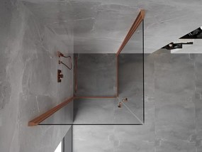Mexen Mist-B Duo, 2-křídlý ​​výklopný sprchový kout 70 x 70 cm, čiré sklo, měděný matný profil, 8A2-070-070-65-00