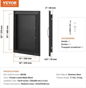 BBQ přístupová dvířka, 415 × 570 mm jednoduchá venkovní kuchyňská dvířka