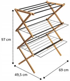 Erga Aurora Plus, věšák na sušení prádla 69x49,5x97 cm na postavení, hnědá-černá, ERG-SEP-1265SUAURPLUD