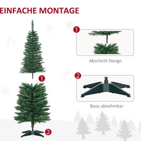 HOMCOM Umělý vánoční strom, umělá jedle, včetně stojanu a vánoční hvězdy, 1,5 m, zelený